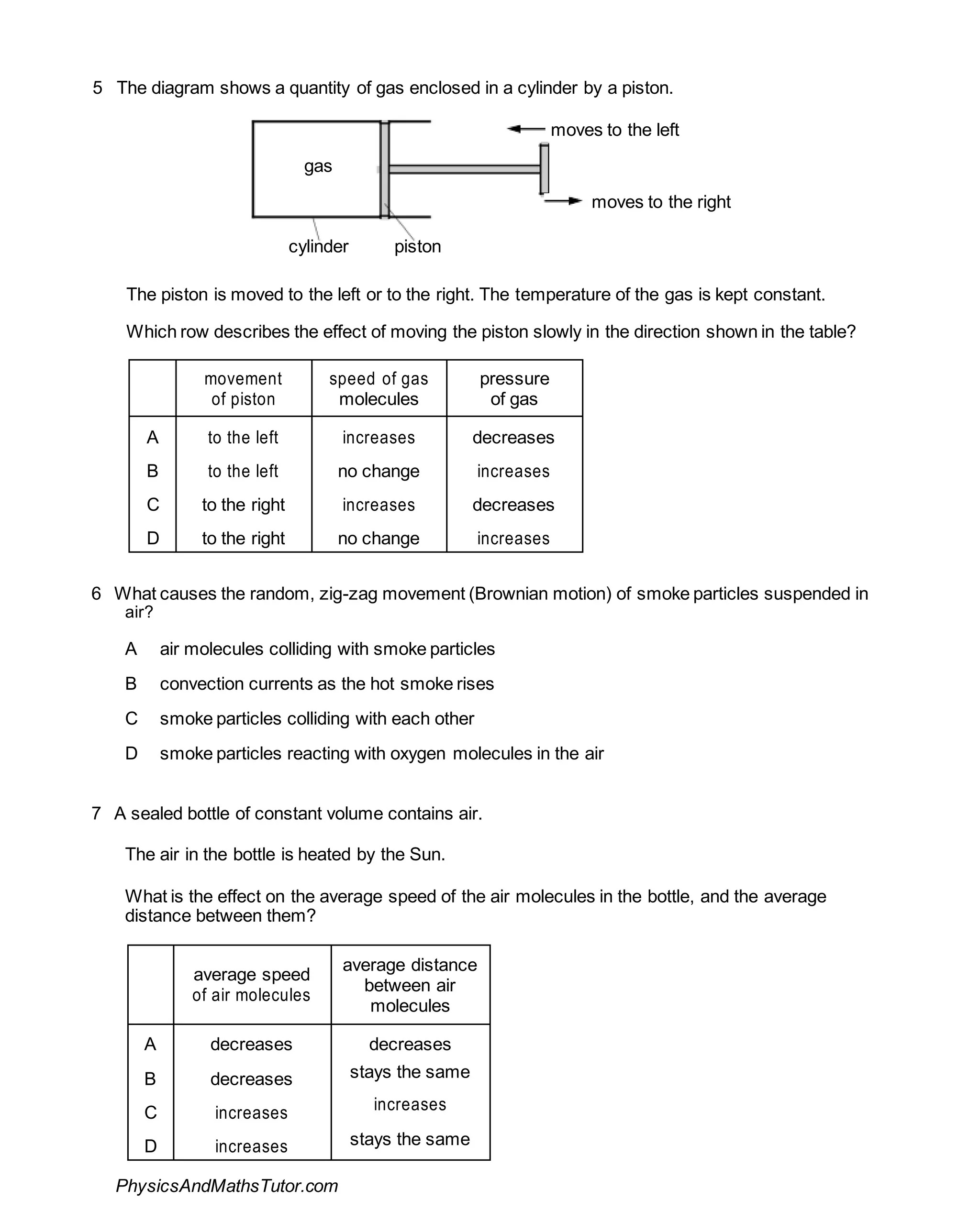 1. simple kinetic molecular model of matter (multiple choice) qp | DOC