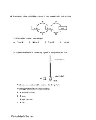 1. simple kinetic molecular model of matter (multiple choice) qp | DOC