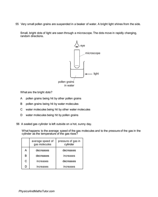 1. simple kinetic molecular model of matter (multiple choice) qp | DOC