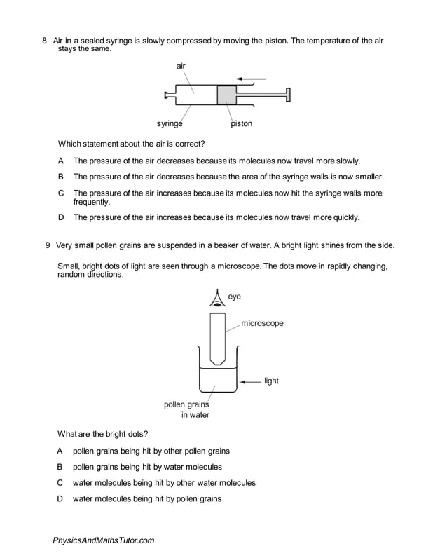 1. simple kinetic molecular model of matter (multiple choice) qp | DOC