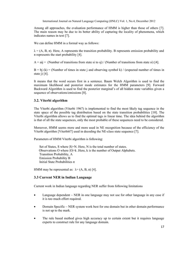 Named Entity Recognition Using Hidden Markov Model Hmm Pdf