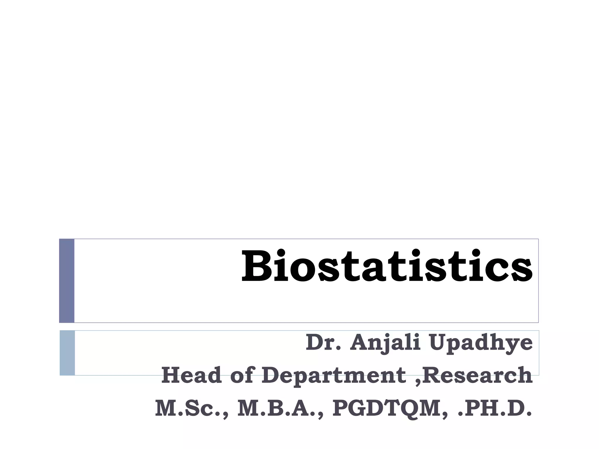 1. Introduction to biostatistics | PDF