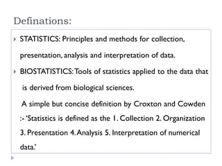 1. Introduction to biostatistics | PDF