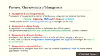 Concept and Features of Management : XII Business Studies | PPTX