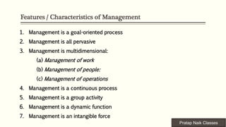 Concept and Features of Management : XII Business Studies | PPTX