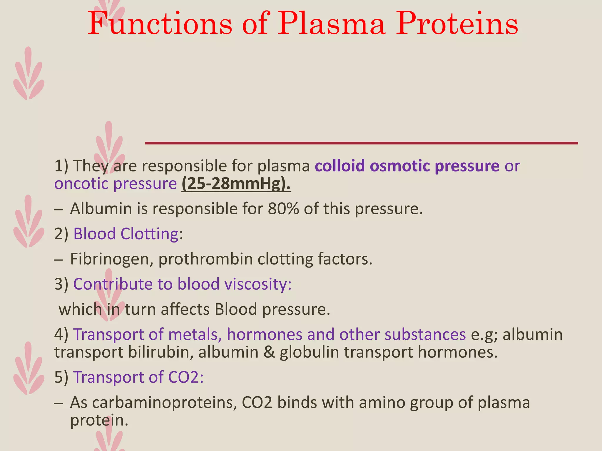 BLOOD composition&functions of blood,plasma proteins.(The Guyton and ...