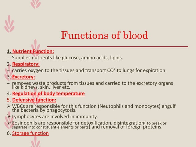 BLOOD composition&functions of blood,plasma proteins.(The Guyton and ...