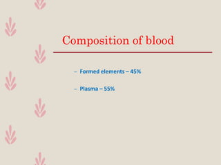 BLOOD composition&functions of blood,plasma proteins.(The Guyton and ...
