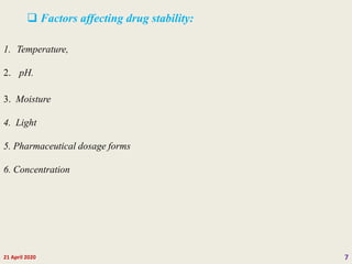 1. Drug stability for Pharmacy students, ppt | PPTX