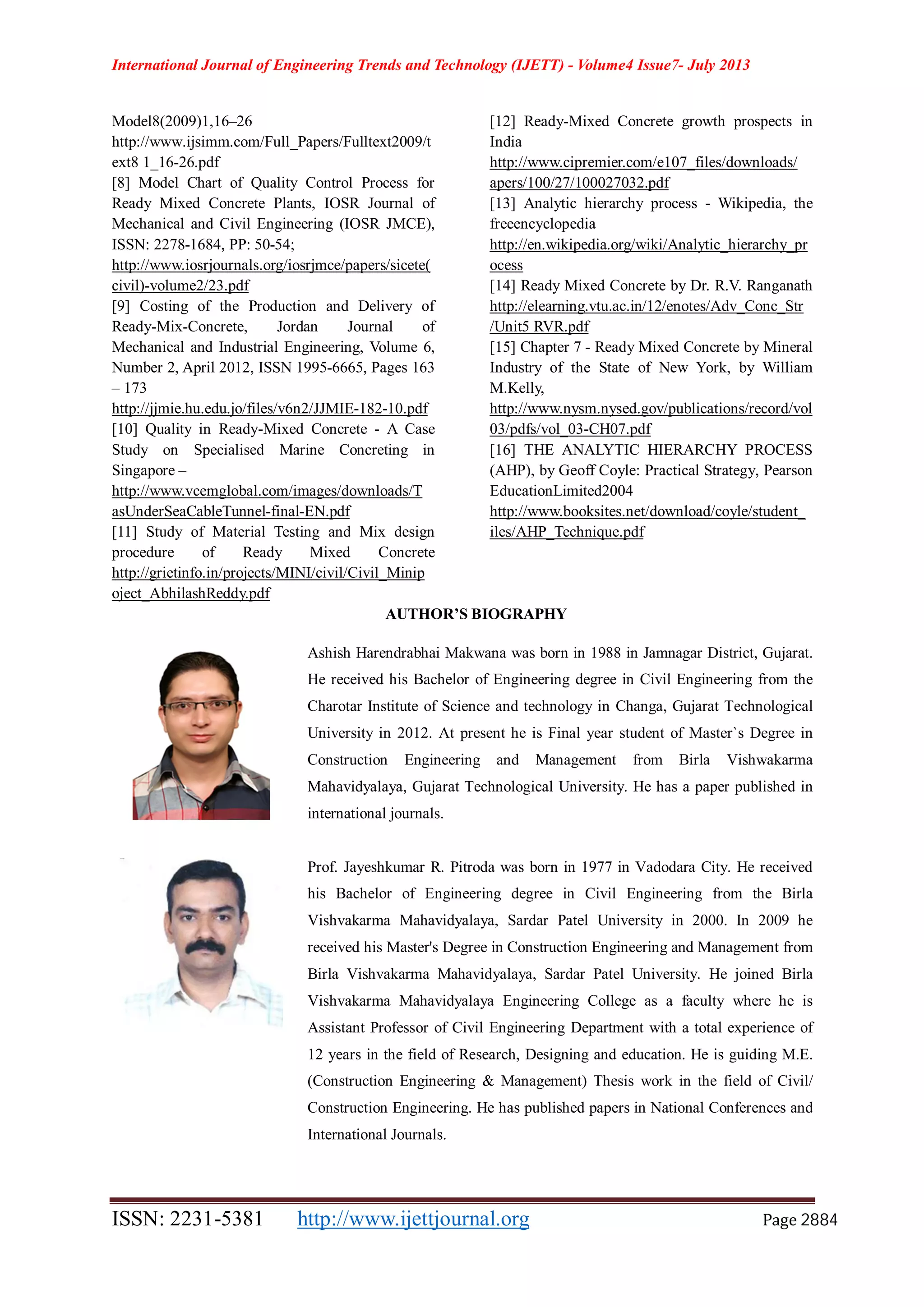 An Approach for Ready Mixed Concrete Selection for Construction Companies through Analytic ...