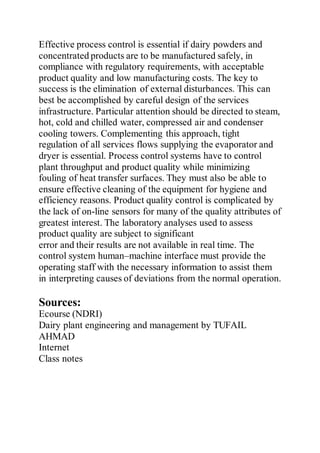 Dairy Process Engineering | DOCX