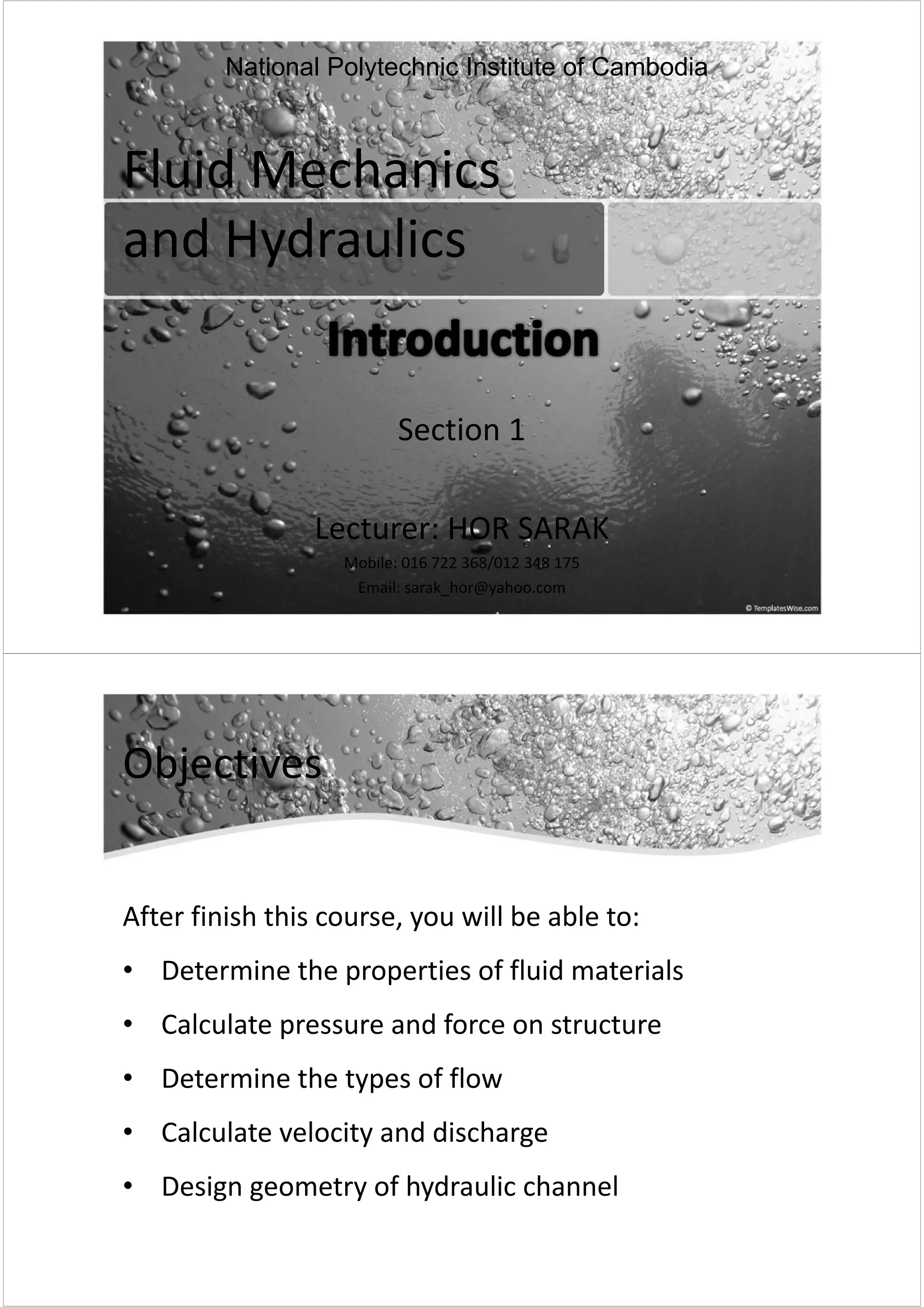 1. fluid mechanic introduction | PDF