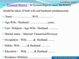 Gynaecological Case taking, Stree Rog Rogi Pariksha, History & General ...