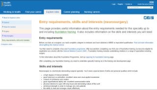 Entry requirements, skills and interests (neurosurgery)