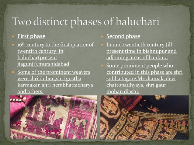 PRESENTATION ON BALUCHARI SAREE OF WEST BENGAL | PDF | Needlework ...
