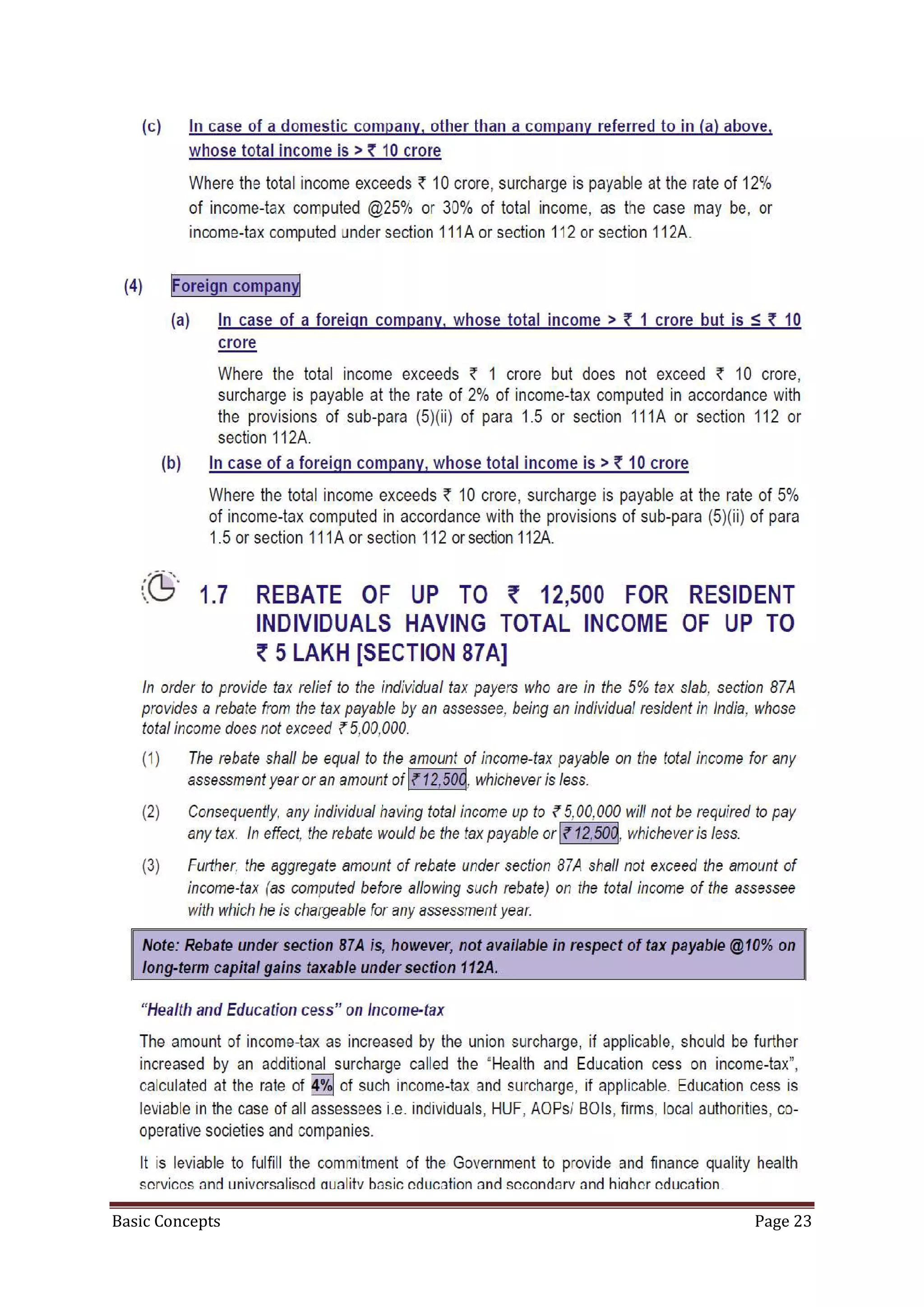 Basic concepts of Income Tax | PDF