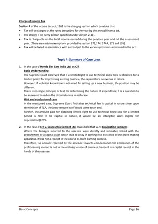 Basic concepts of Income Tax | PDF