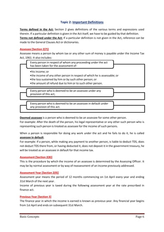 Basic concepts of Income Tax | PDF