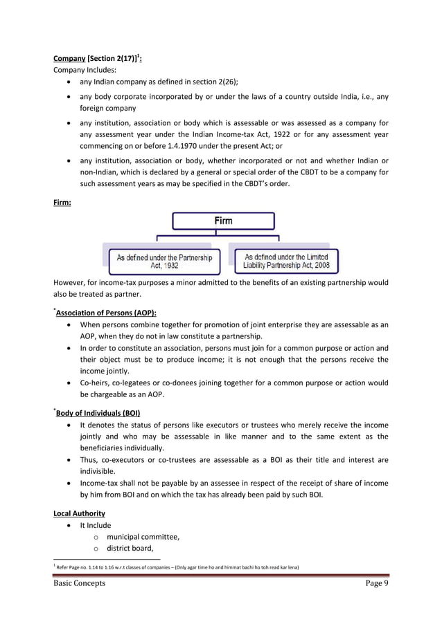 Basic concepts of Income Tax | PDF
