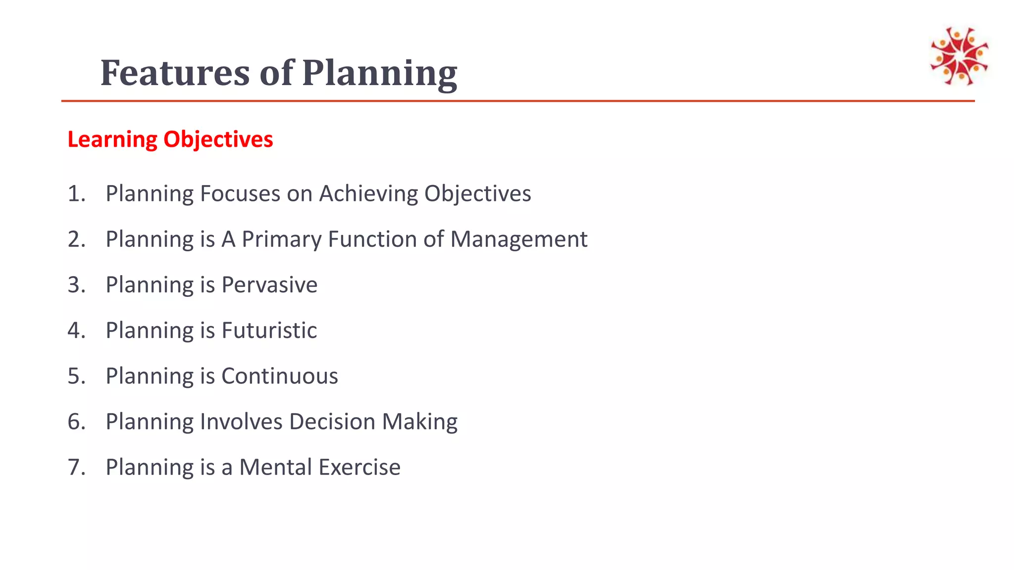 Concept and Features of Planning | PPTX