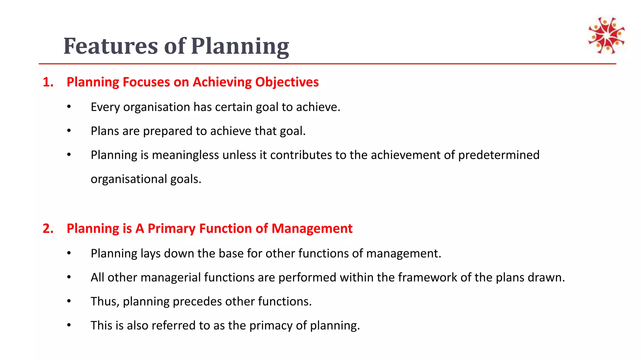 Concept and Features of Planning | PPTX