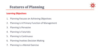 Concept and Features of Planning | PPTX