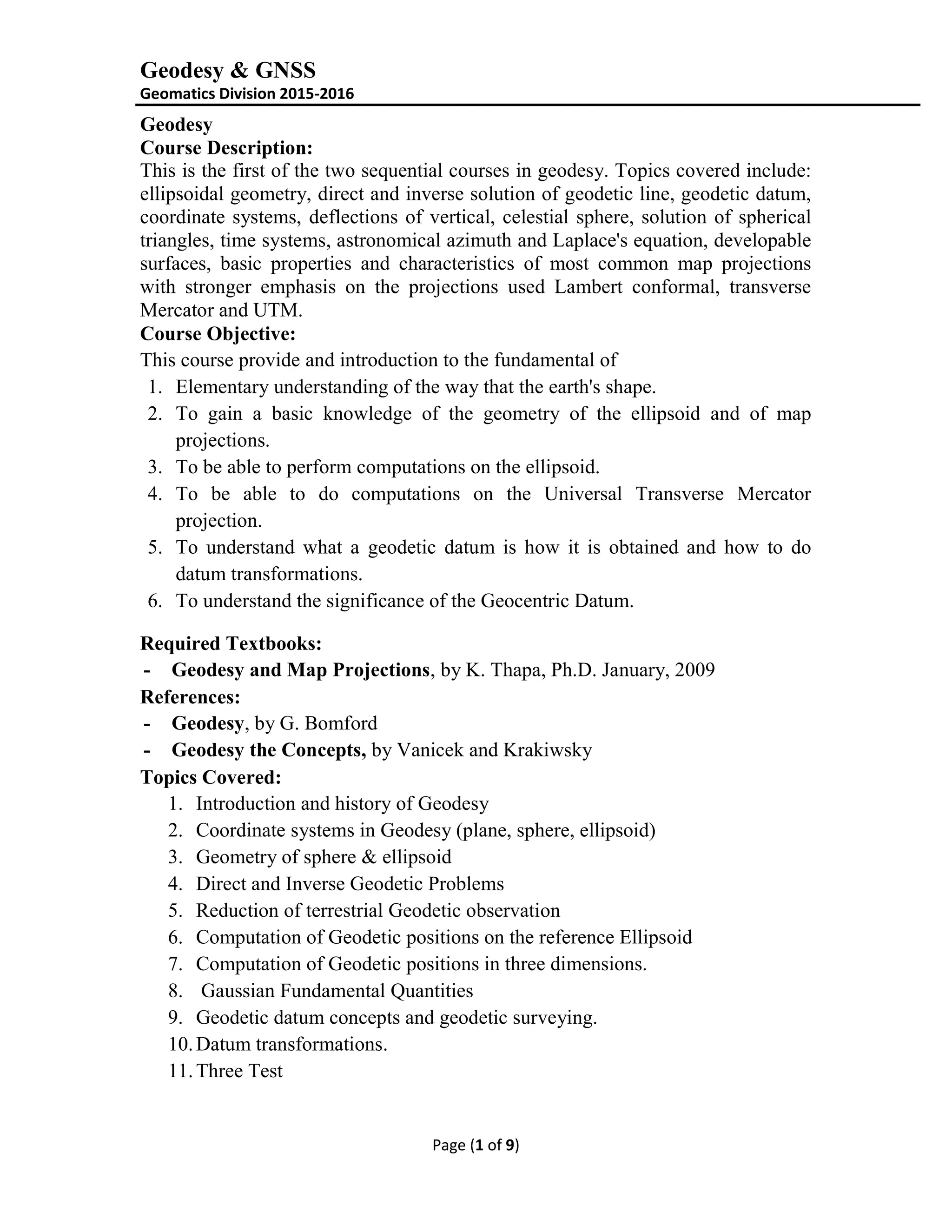 inroduction to geodesy | PDF