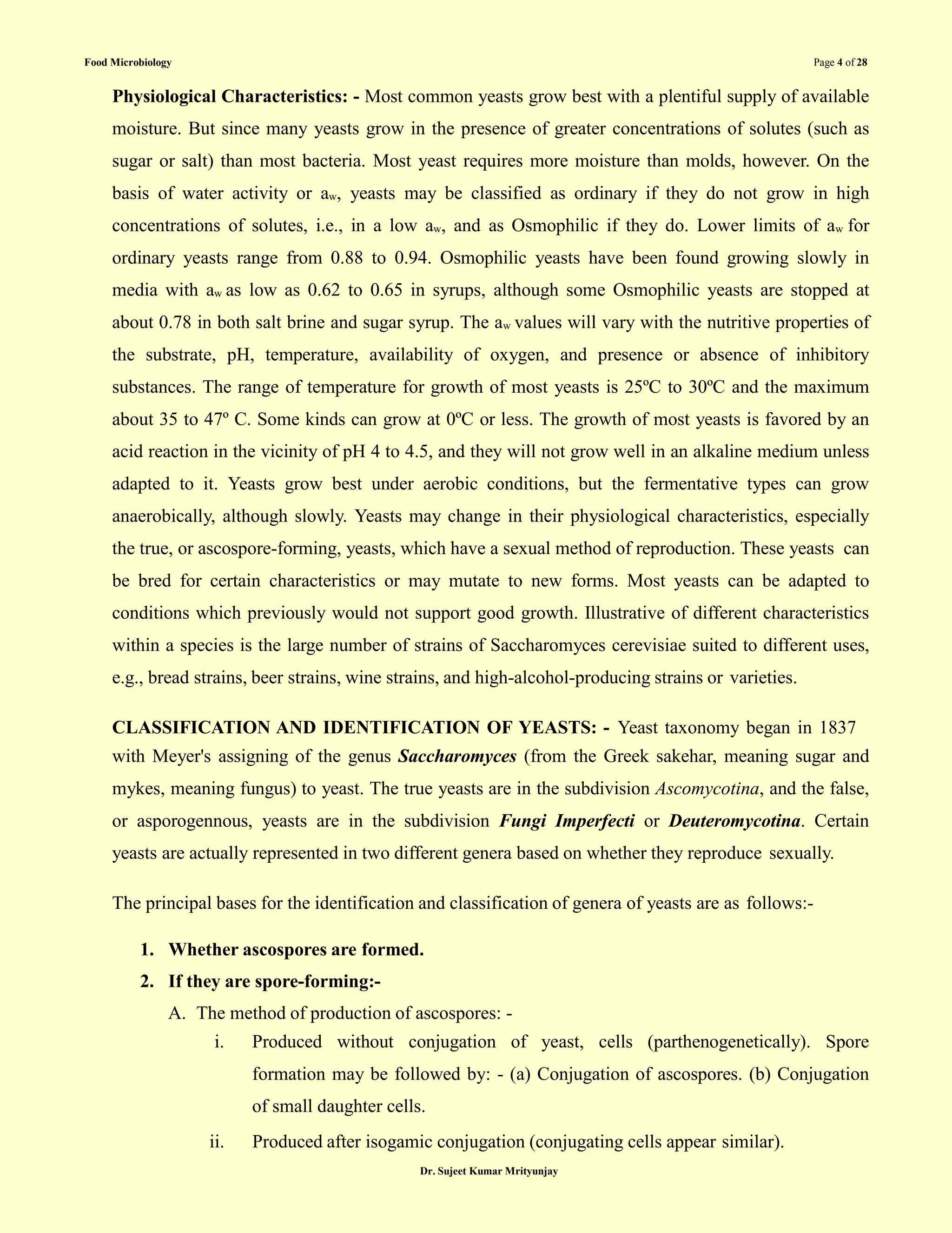 General characteristics, classification and identification of yeasts ...