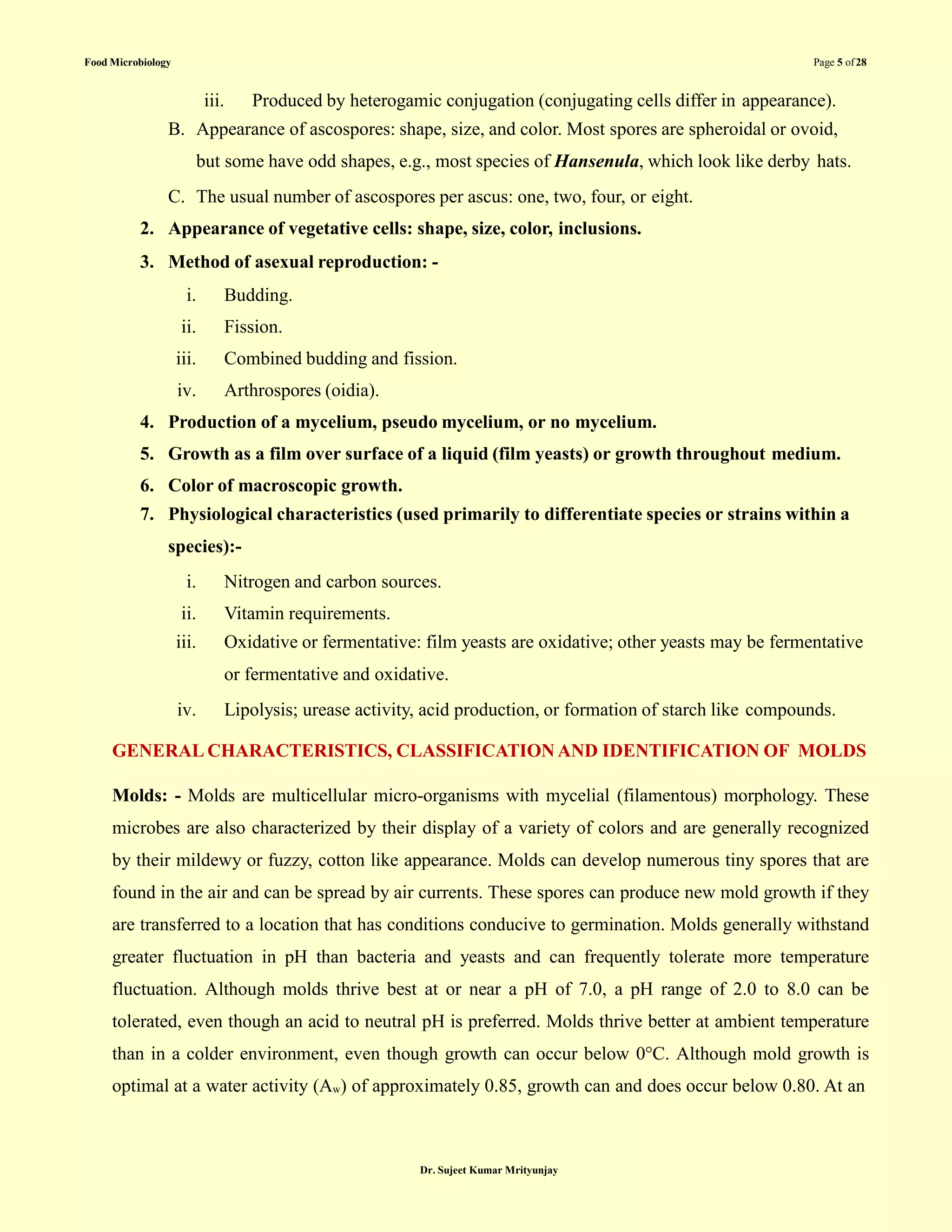 General characteristics, classification and identification of yeasts ...
