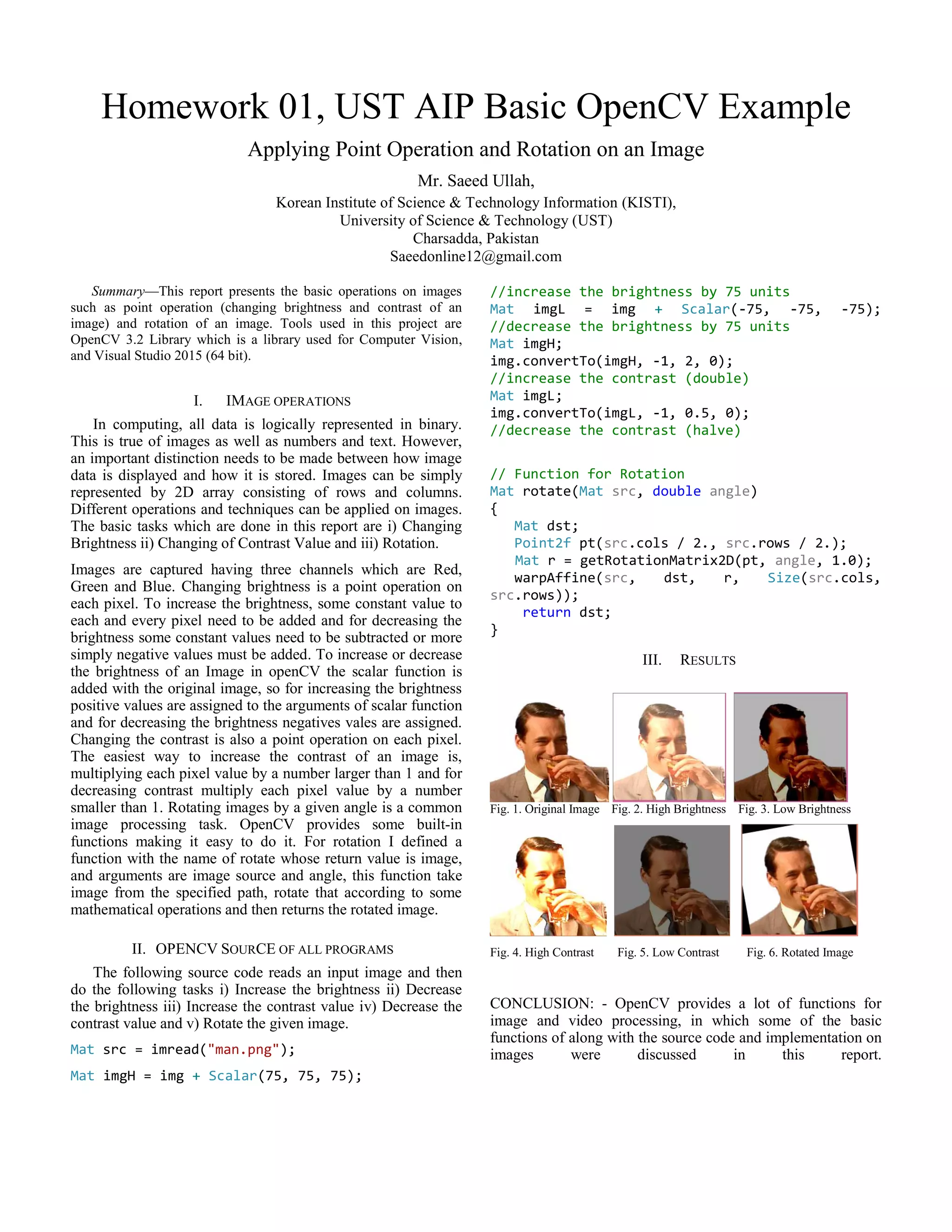 aip basic open cv example | PDF