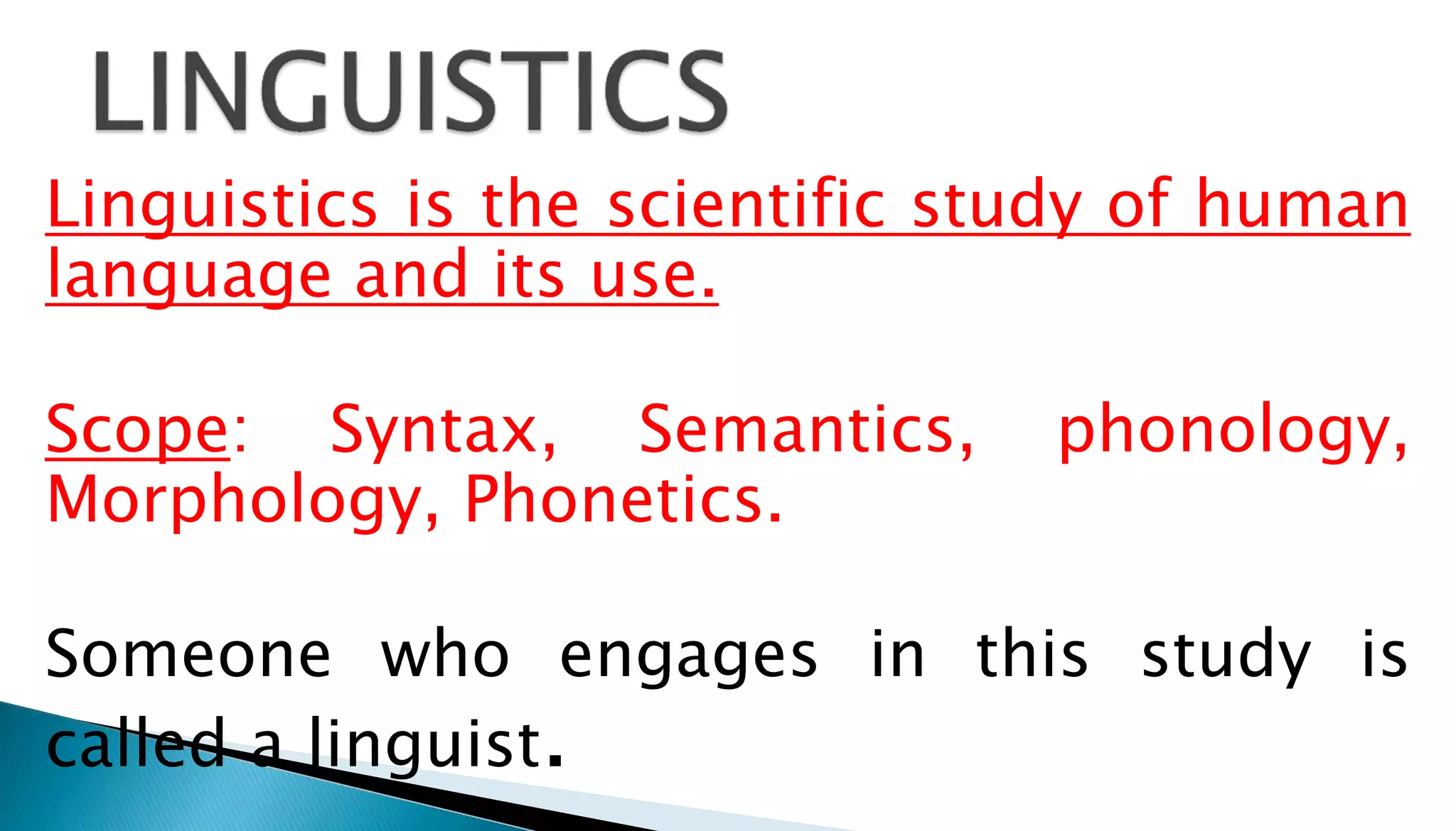 Linguistics and its classification | PPTX | Science