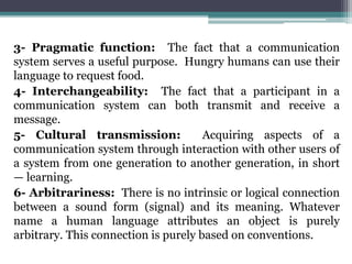 Design features or properties / Functions of language | PPTX