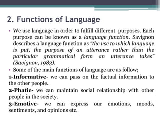 Design features or properties / Functions of language | PPTX