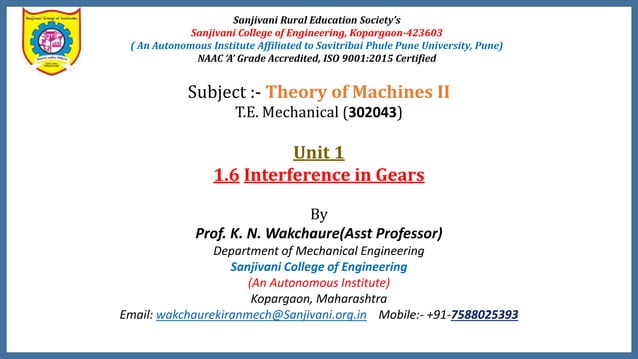 1.6 interference in gears | PPTX