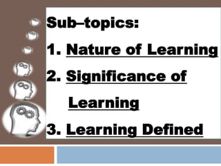 THE LEARNING PROCESS -WELFREDO LUBRICO YU JR | PPT