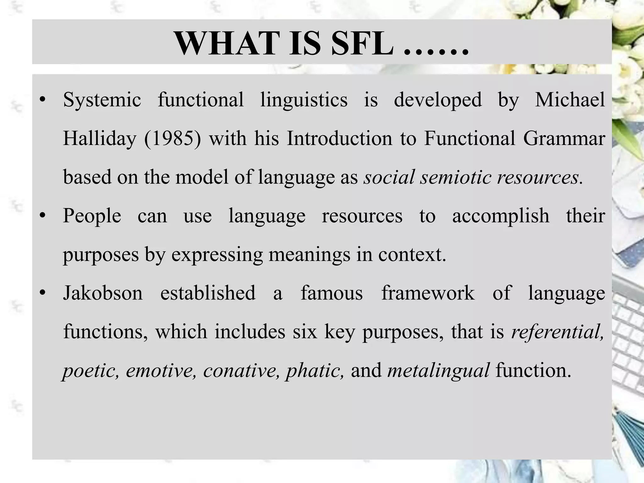Systemic Functional Linguistics Introduction Ppt Programming Languages Computing