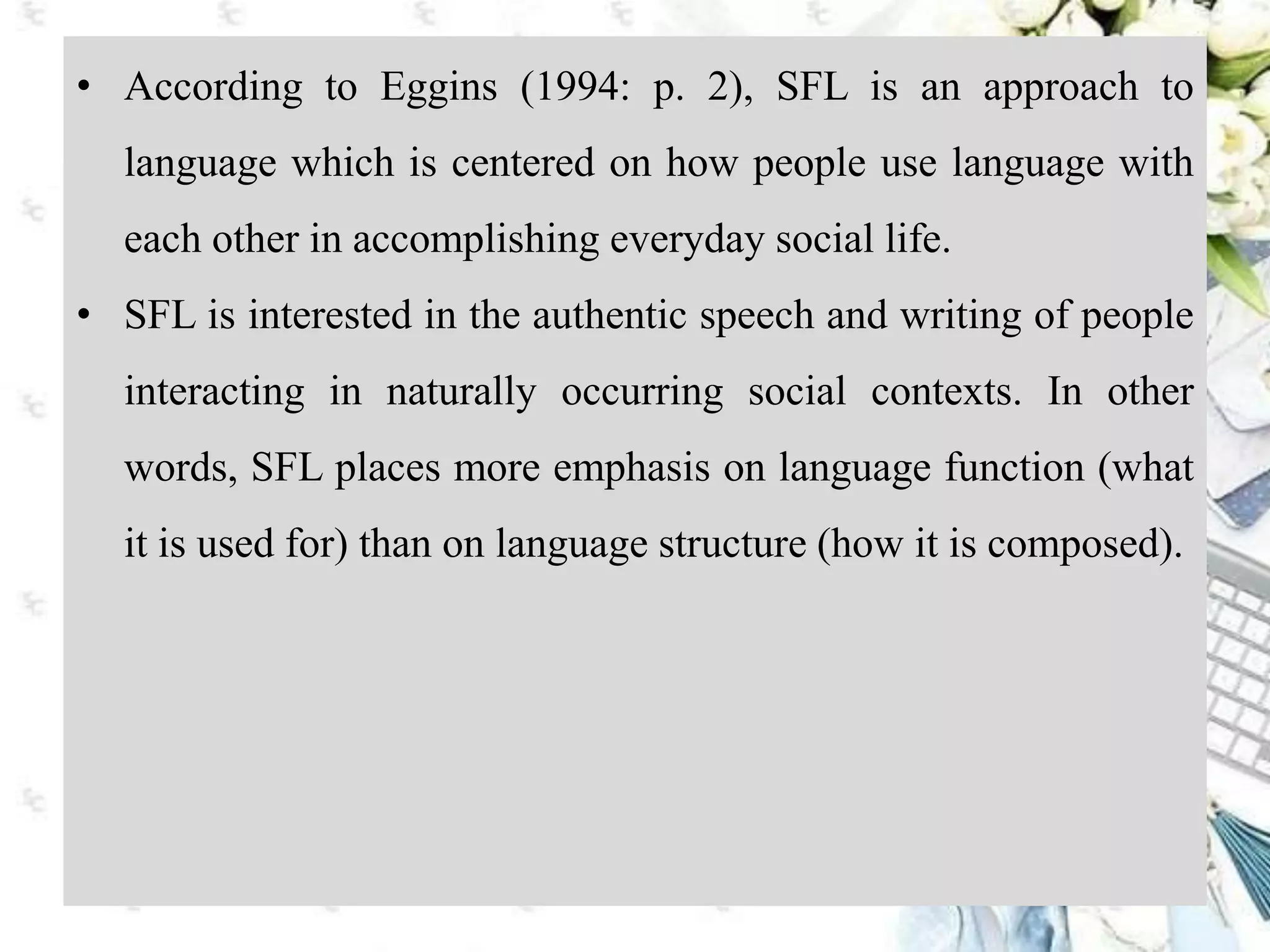 SYSTEMIC FUNCTIONAL LINGUISTICS: INTRODUCTION | PPT