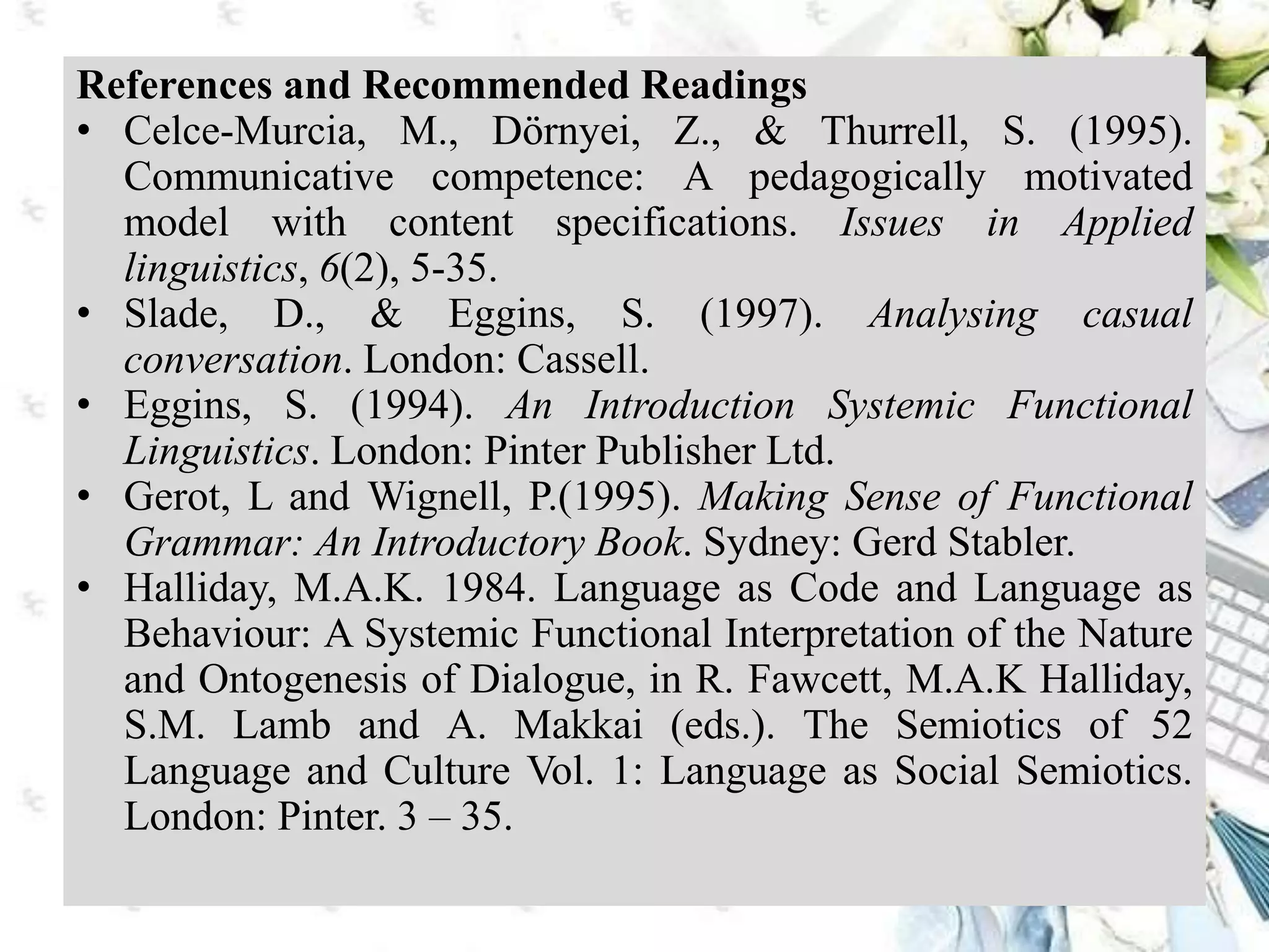 Systemic Functional Linguistics Introduction Ppt