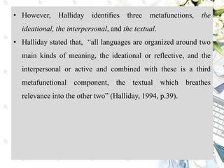 SYSTEMIC FUNCTIONAL LINGUISTICS: INTRODUCTION | PPT