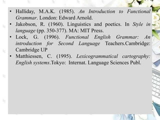 SYSTEMIC FUNCTIONAL LINGUISTICS: INTRODUCTION | PPT