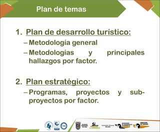 PLAN DE DESARROLLO TURÍSTICO / PRODUCTO TURÍSTICO / INVENTARIO ...