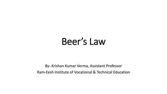 Beer's law -Derivation & Deviations | PPTX | Chemistry | Science