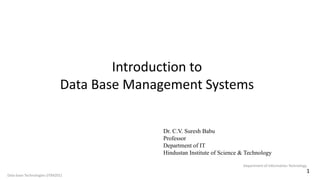 Introduction to Database Management Systems | PPTX