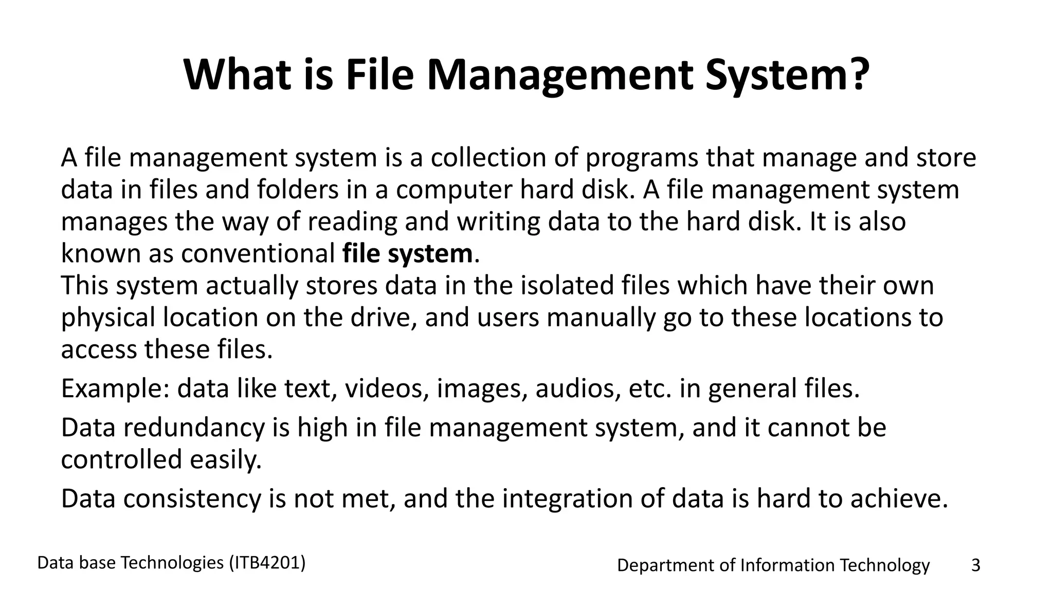 Introduction to files and db systems 1.0 | PPTX