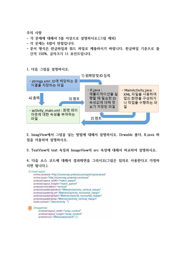 방송통신대 컴퓨터과학과 2020년 1학기 전공 모바일 앱 프로그래밍 과제물 문제 Pdf