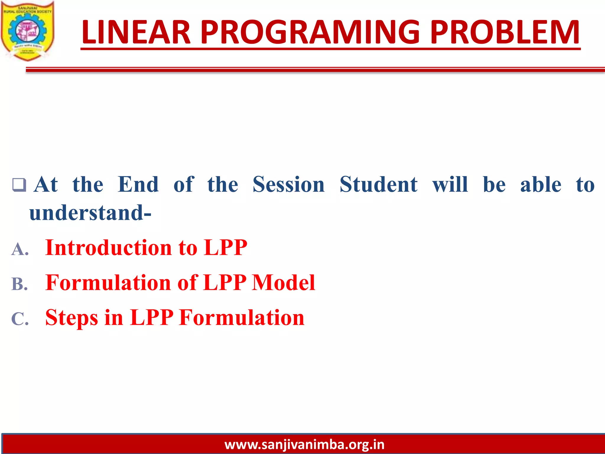 1.1 ds introduction to linear programing problem | PPT