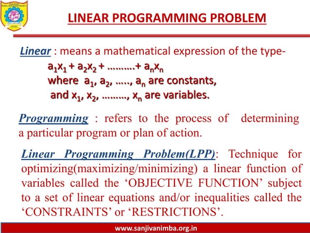 1.1 ds introduction to linear programing problem | PPT