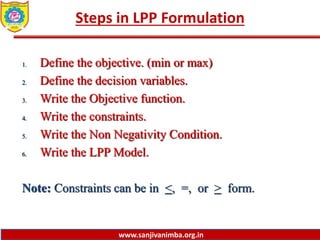 1.1 ds introduction to linear programing problem | PPT