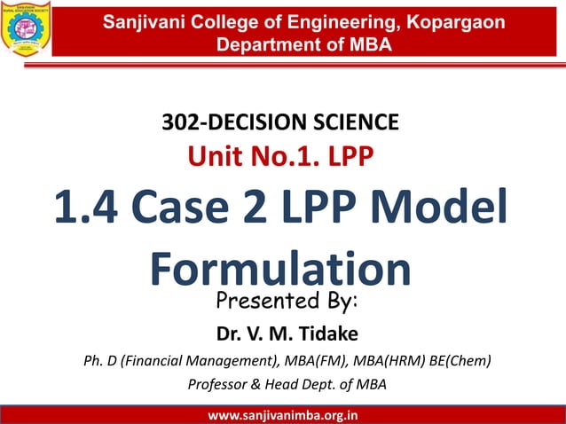 1.4 ds case 2 lpp model formulation | PPT