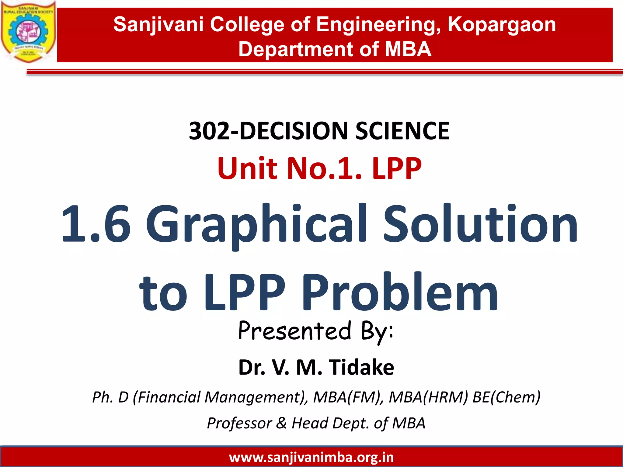 1.6 ds graphical solution linear programing problem | PPT
